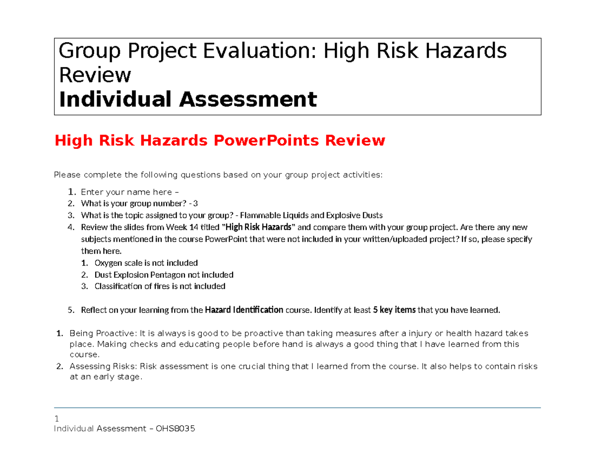 Group Project Evaluation - Enter your name here – 2. What is your group ...