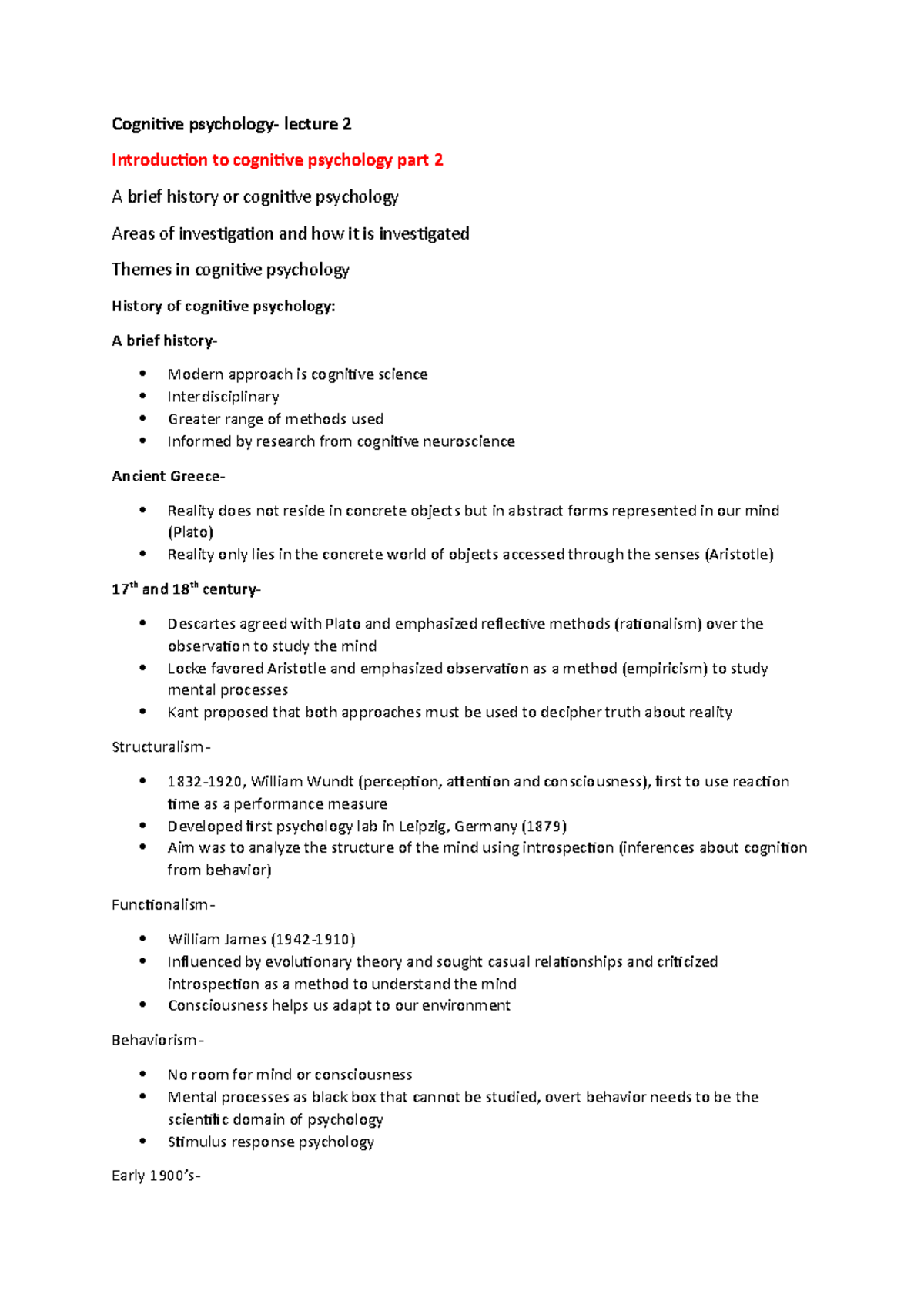Week 2 Notes History And Themes Cognitive Psychology Lecture 2 week-2-notes-history-and-themes-cognitive-psychology-lecture-2