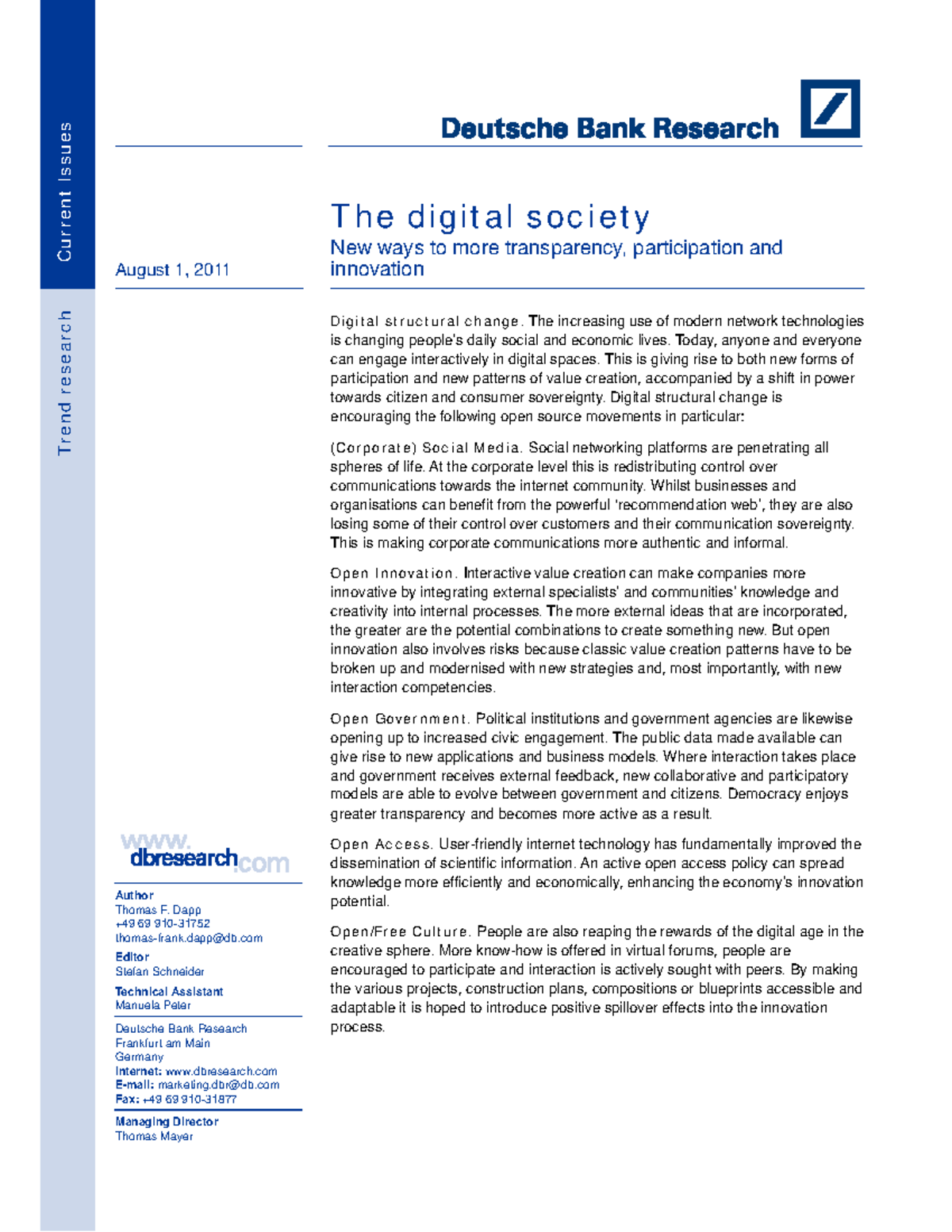 Digital Society - lesson - Trend research Current Issues Author Thomas ...