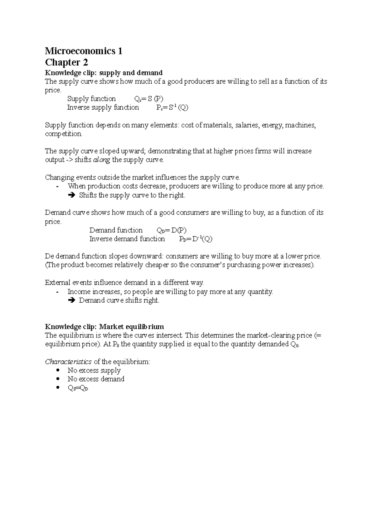 Microeconomics 1 notes + summary - Microeconomics 1 Chapter 2 Knowledge ...