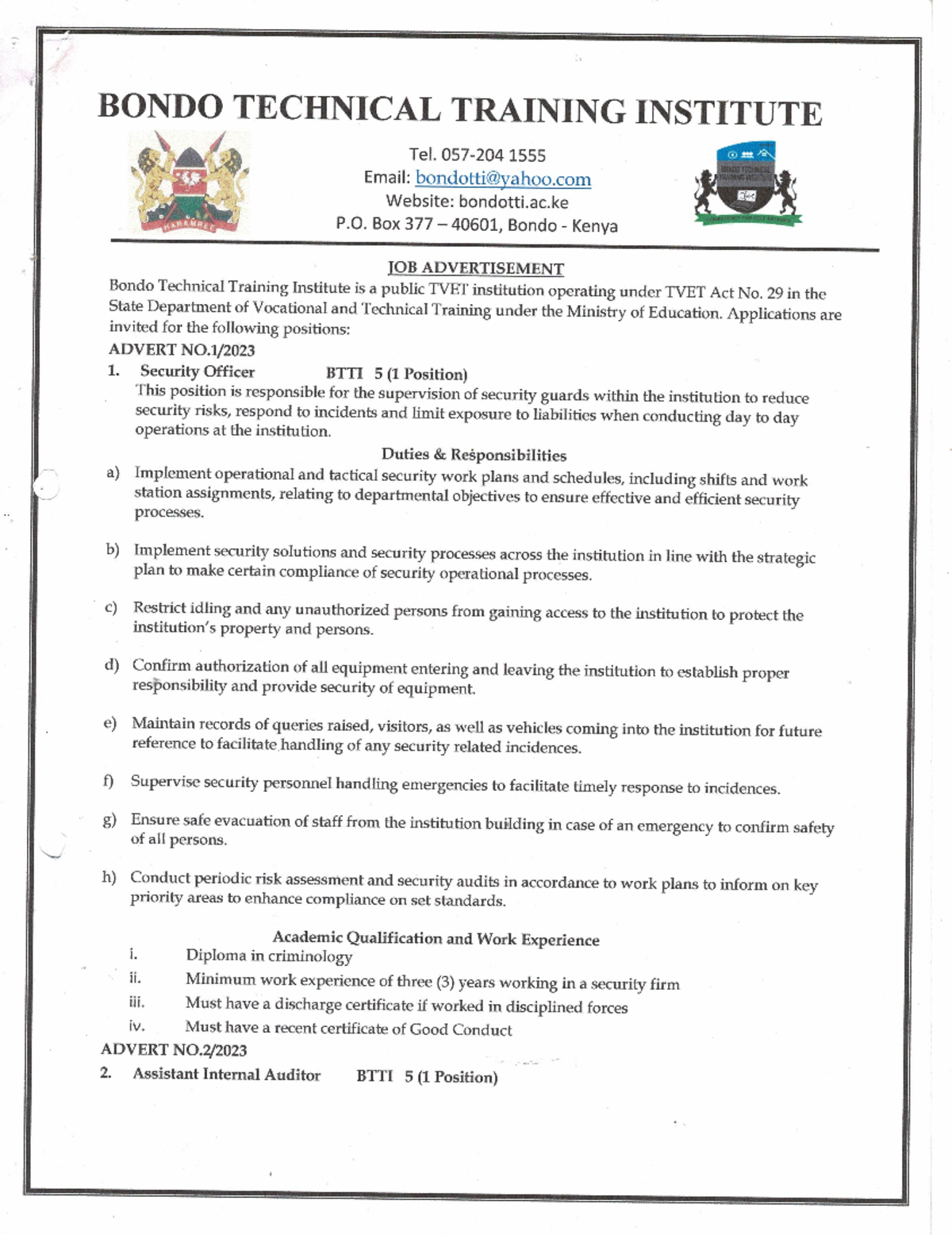 Job Advert Feb 2023 - Good - Information Technology - Studocu