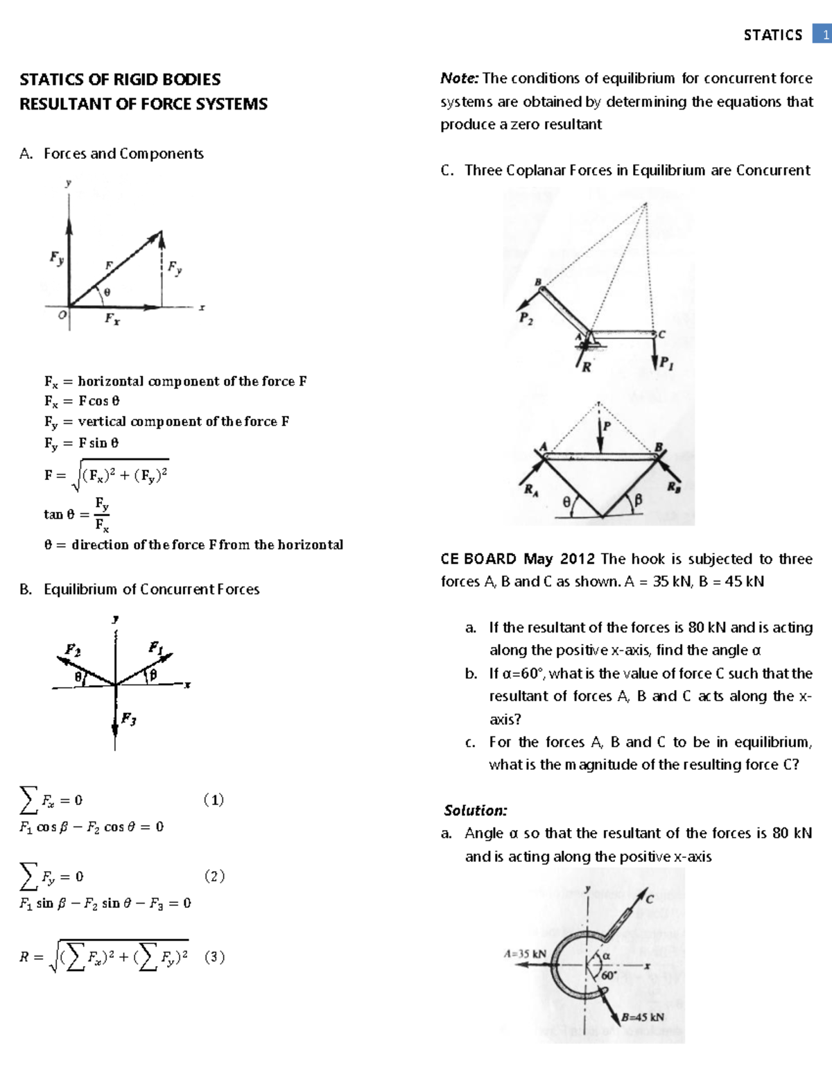Ilide - will be helpful - STATICS STATICS OF RIGID BODIES RESULTANT OF ...