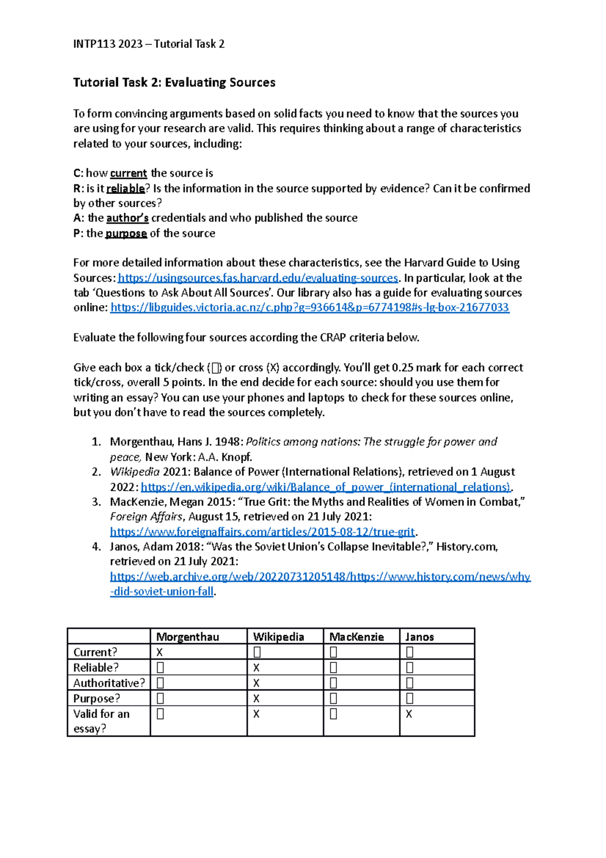 INTP113 - Task 2 Worksheet 2023 (Week Four) - INTP113 2023 – Tutorial Task 2 Tutorial Task 2 ...
