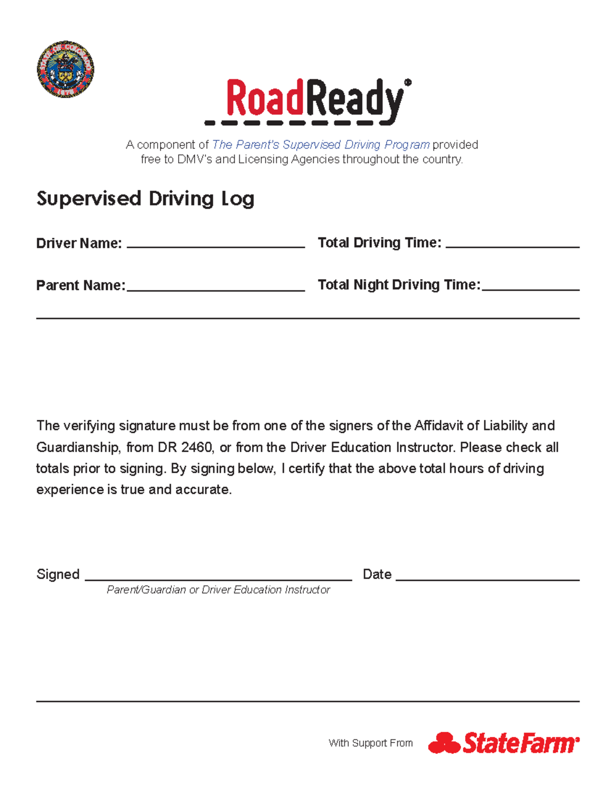 PDF document - YEsssisirziz - Supervised Driving Log Driver Name ...