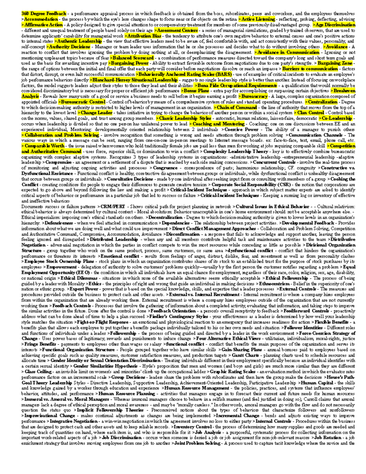 MGT420 Cheat Sheet - 360 Degree Feedback - a performance appraisal ...