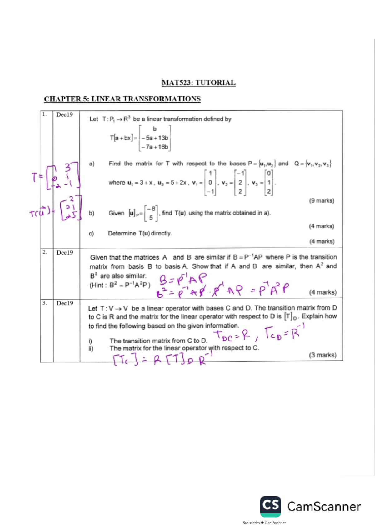 MAT523 Tutorial Chapter 5 - MAT523: TUTORIAL CHAPTER 5: LINEAR ...
