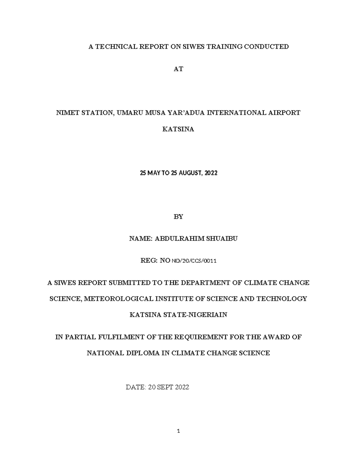 A Technical Report ON Siwes Training CON - A TECHNICAL REPORT ON SIWES ...