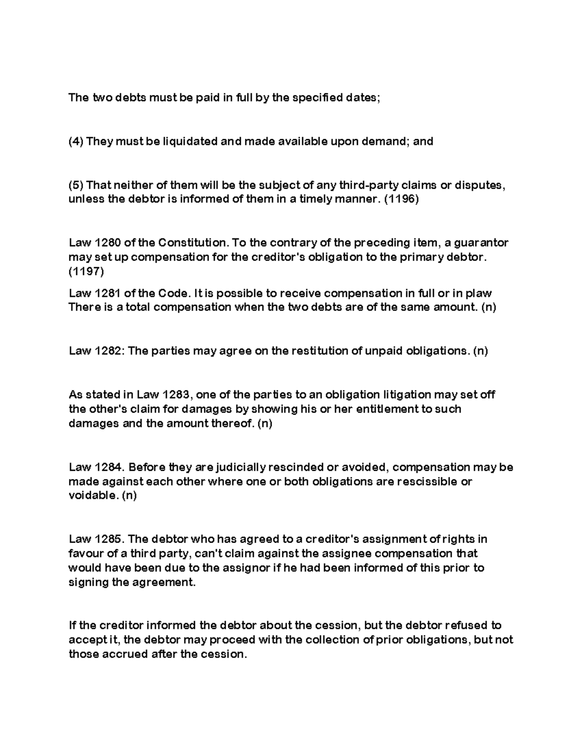 Felixie - Lecture notes 1 - The two debts must be paid in full by the ...