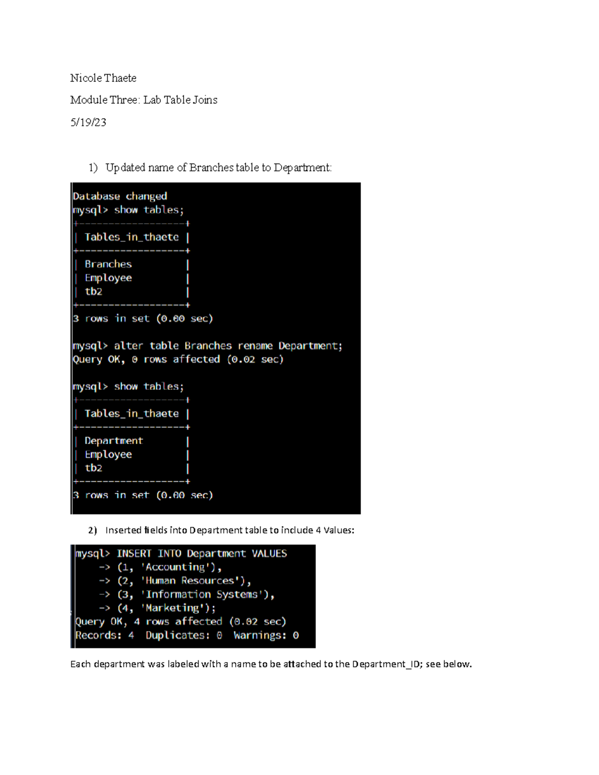 Nicole Thaete Module 3-2 Lab - Nicole Thaete Module Three: Lab Table ...