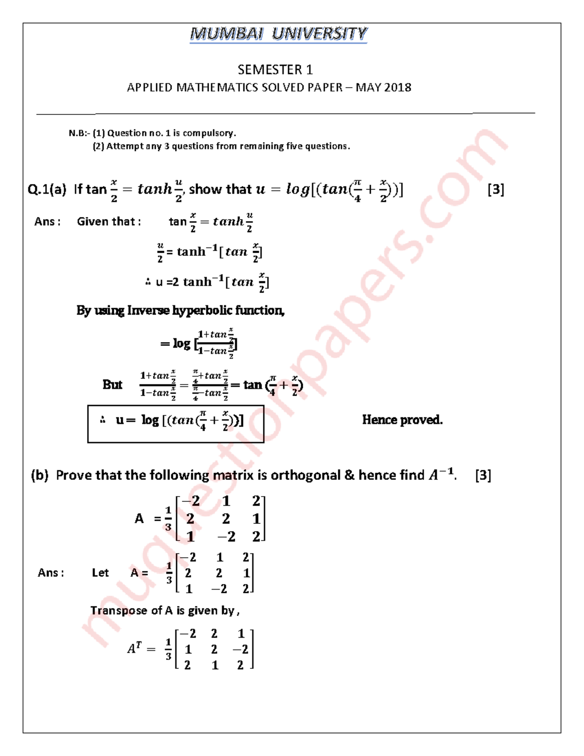 Be first-year-engineering semester-1 2018 may applied-mathematics-i ...