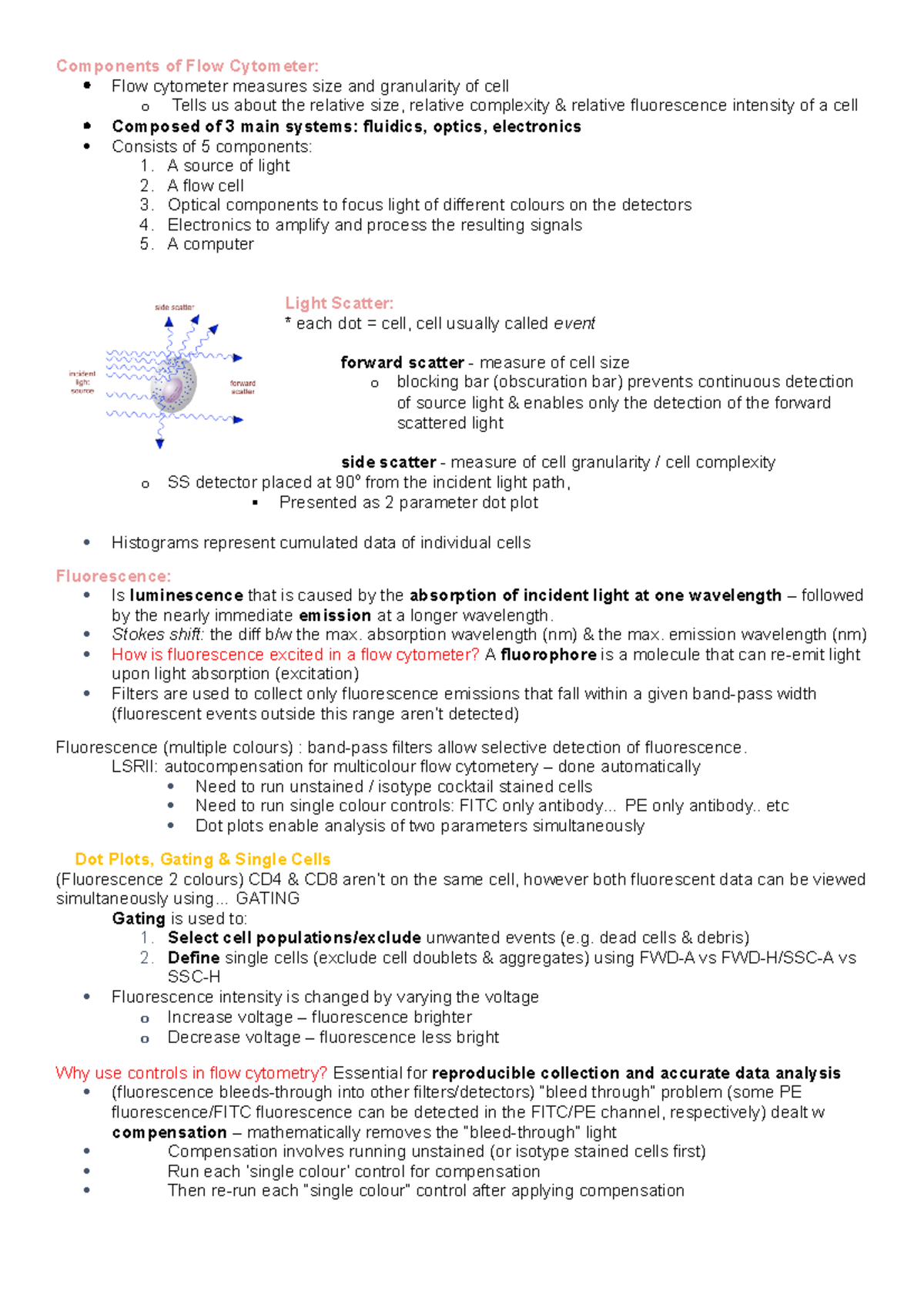 Flow Cytometry Quiz Notes - Components of Flow Cytometer: Flow ...