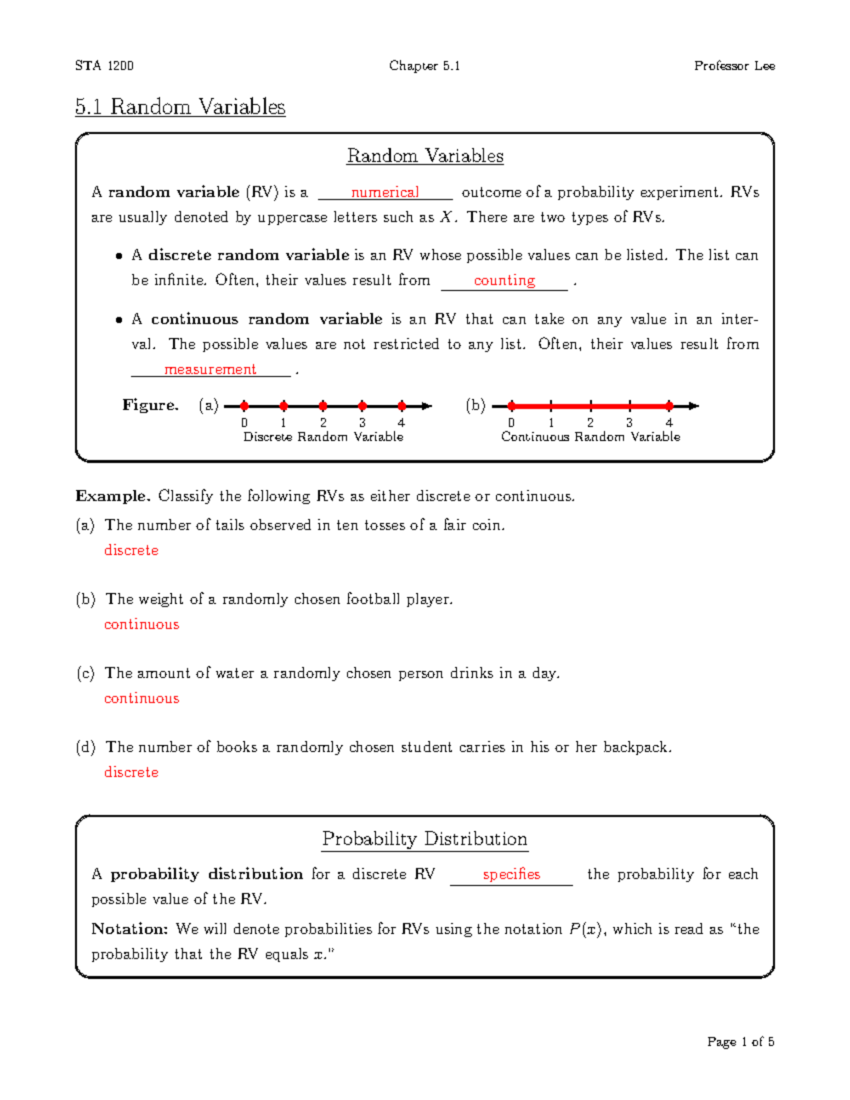 Random Variables - 5 Random Variables Random Variables Arandom variable(RV) is a numerical ...