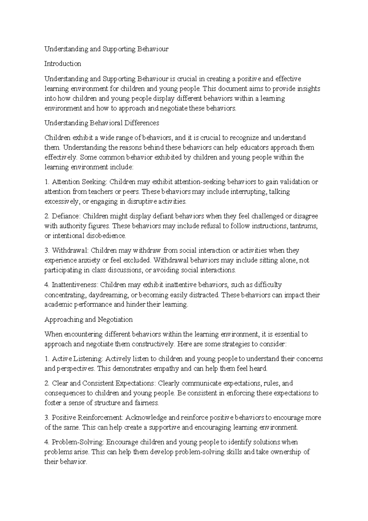 EDU2000 4 - Essay - Understanding and Supporting Behaviour Introduction ... EDU2000 4 - Essay - Understanding and Supporting Behaviour Introduction ...
