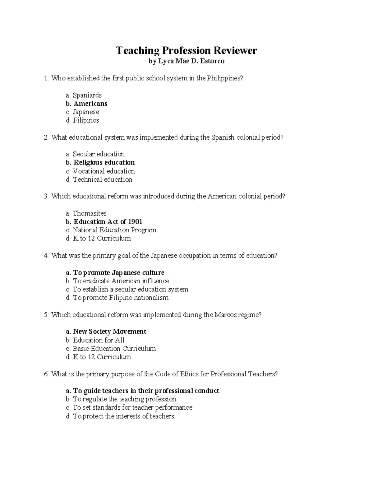 Teaching Profession - N/A - Teaching Profession Reviewer by Lyca Mae D ...