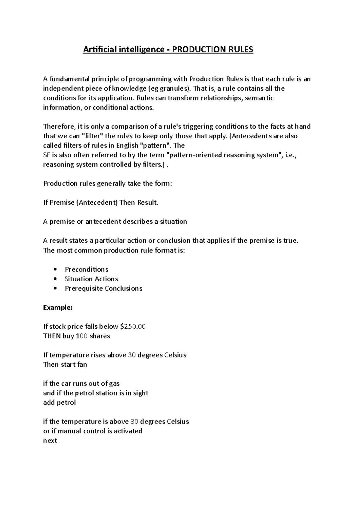 Artificial intelligence - Production Rules - Artificial intelligence ...