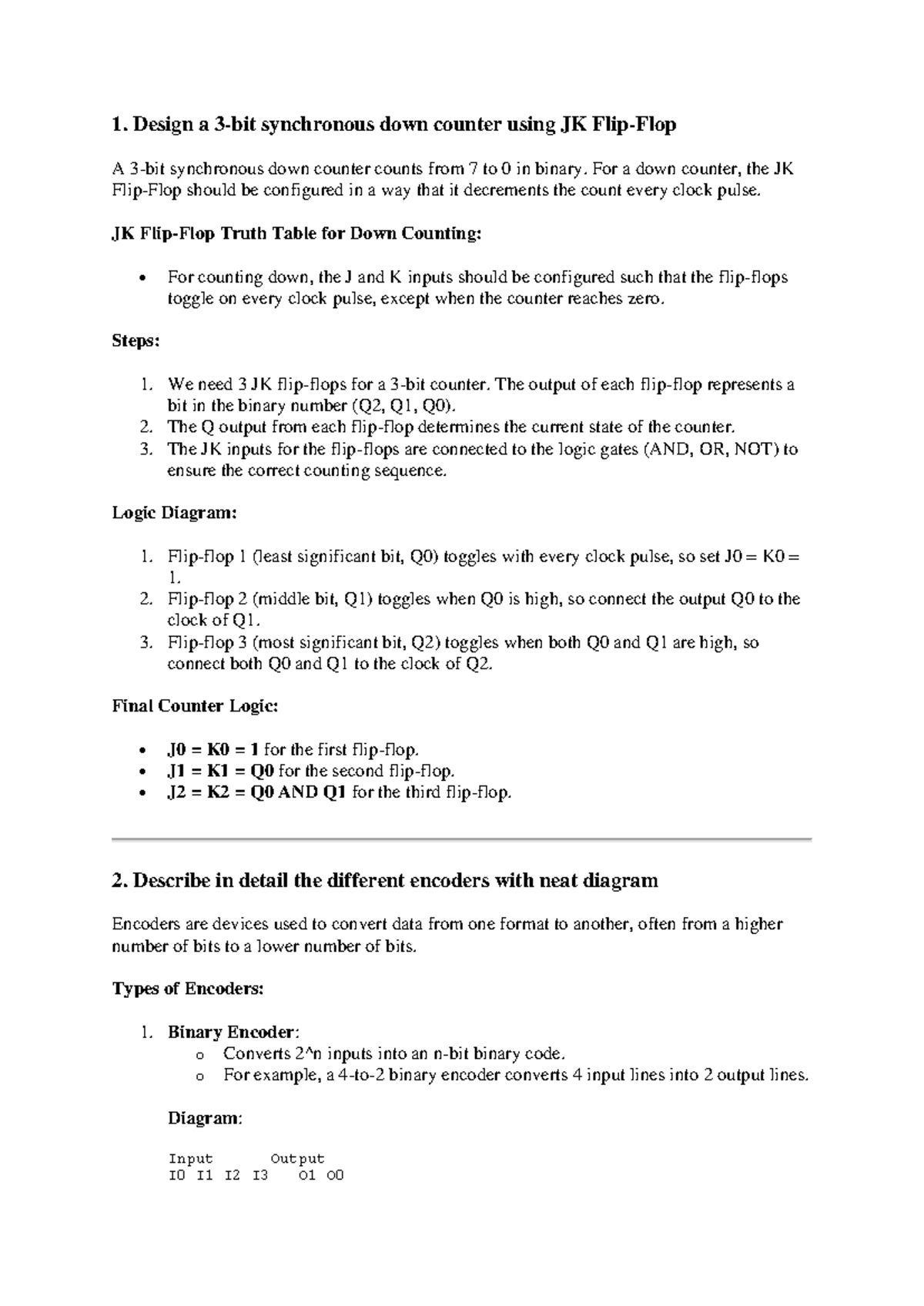 DLD 8 and 16 mark - question bank for computer architecture - 1. Design a 3-bit synchronous down ...