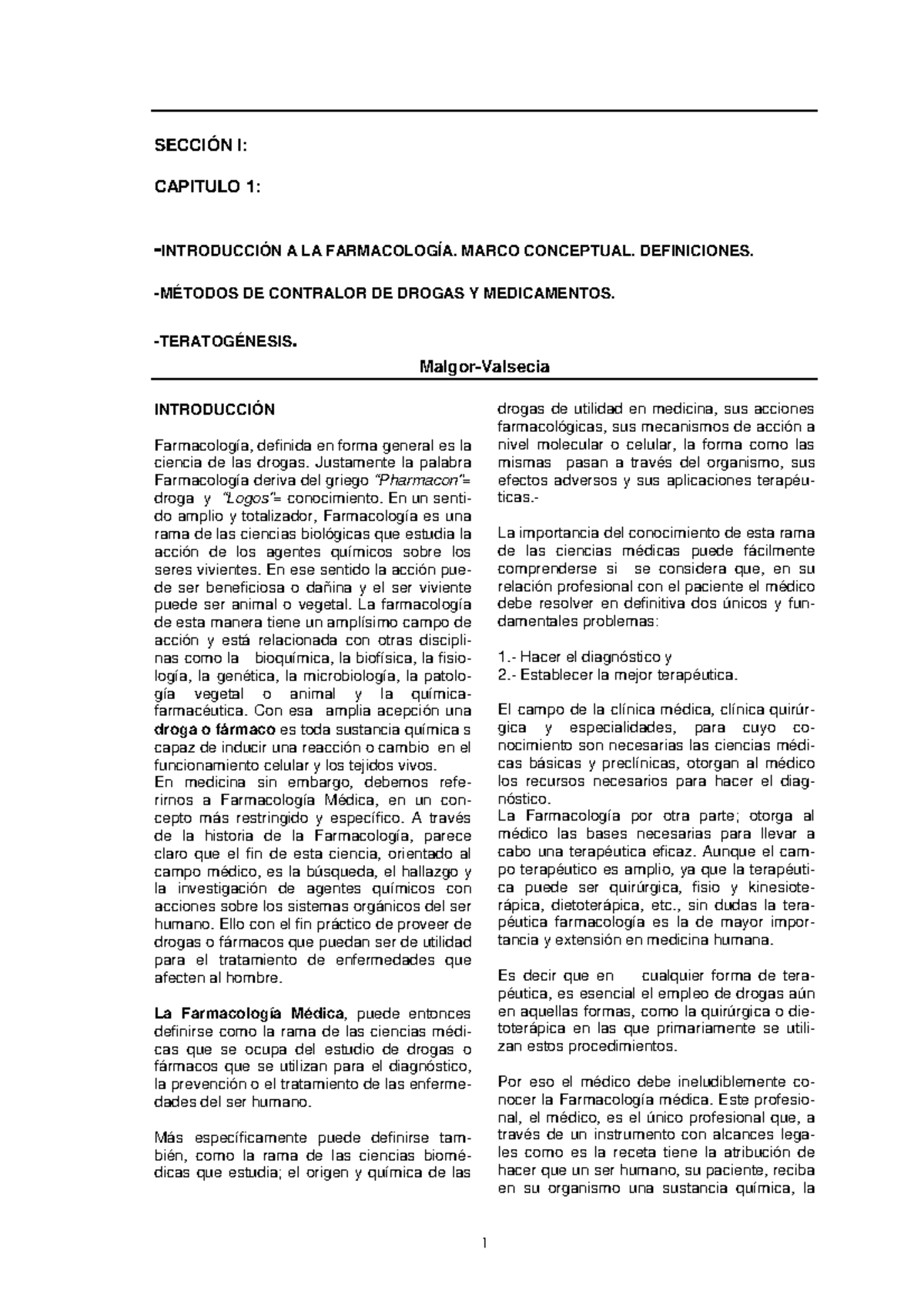 Cap1 farm general - primer parcial - SECCIÓN I: CAPITULO 1 ...