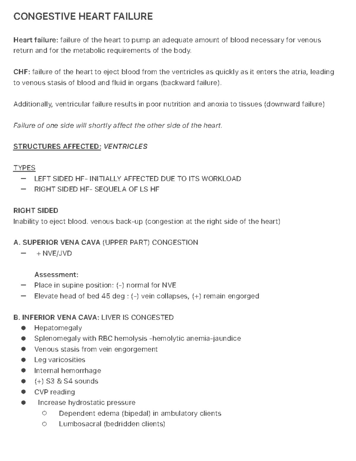 Congestive Heart Failure - – – – – – CONGESTIVE HEART FAILURE Heart ...