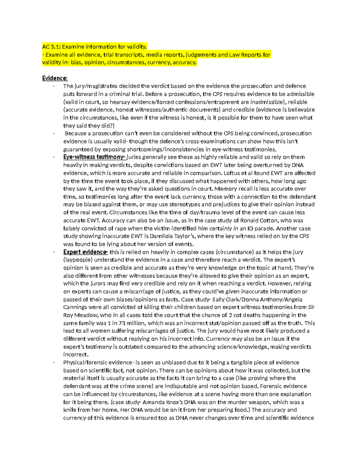 CRIM DAY 1 9TH - AC 3: Examine information for validity. Examine all ...