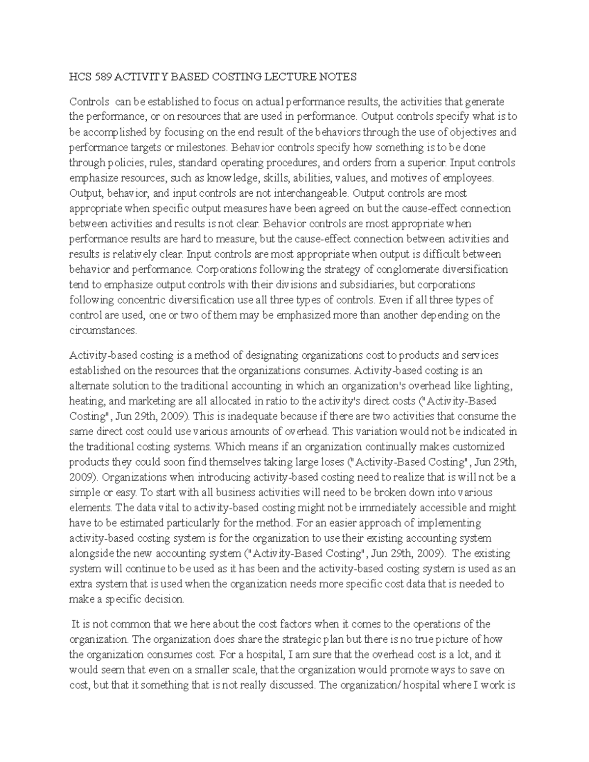 hcs-589-activity-based-costing-lecture-notes-hcs-589-activity-based