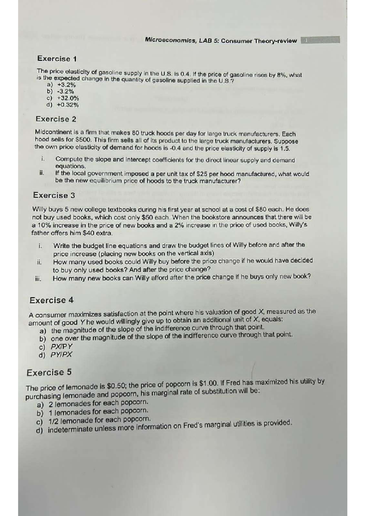 Microeconomics exam - Studocu