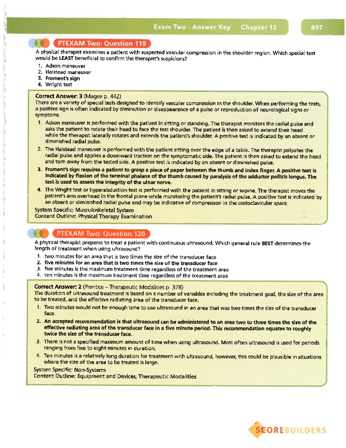 Scorebuilders PT Exam 2015 Study Guide 901-1000 - REHB 1027 - Studocu