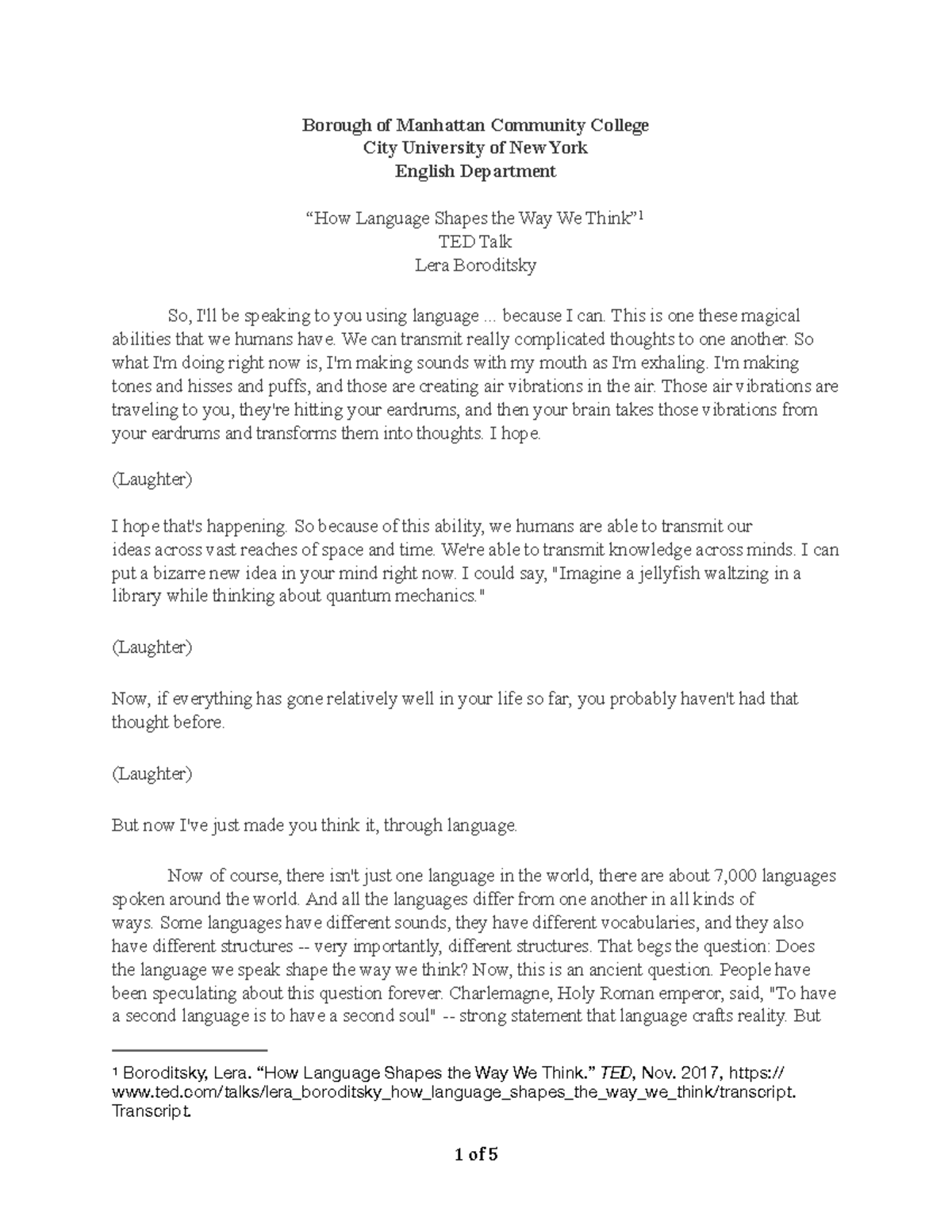 How-language-shapes-the-way-we-think(1) eng 101 spring 2022 - Borough ...