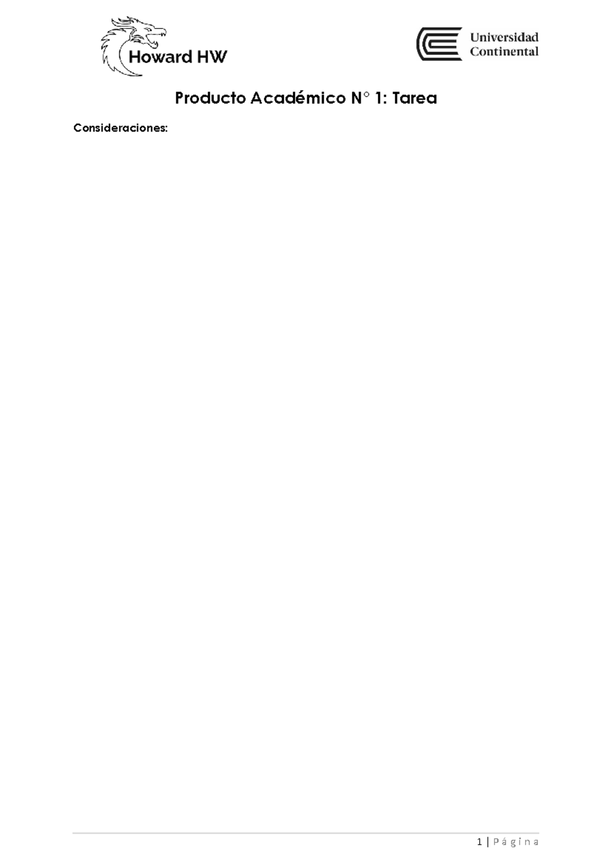 PA01 rev - uso educativo - Producto Académico N° 1: Tarea Consideraciones: 1 | P á g i n a ...