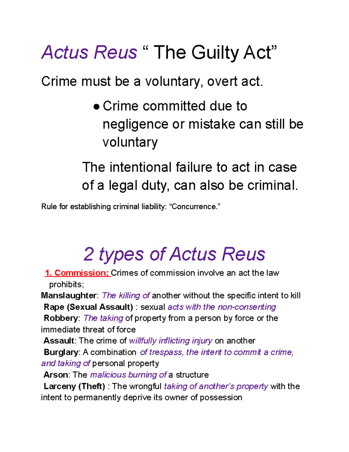 Intro to CRMJ Chapter 3 - Actus Reus