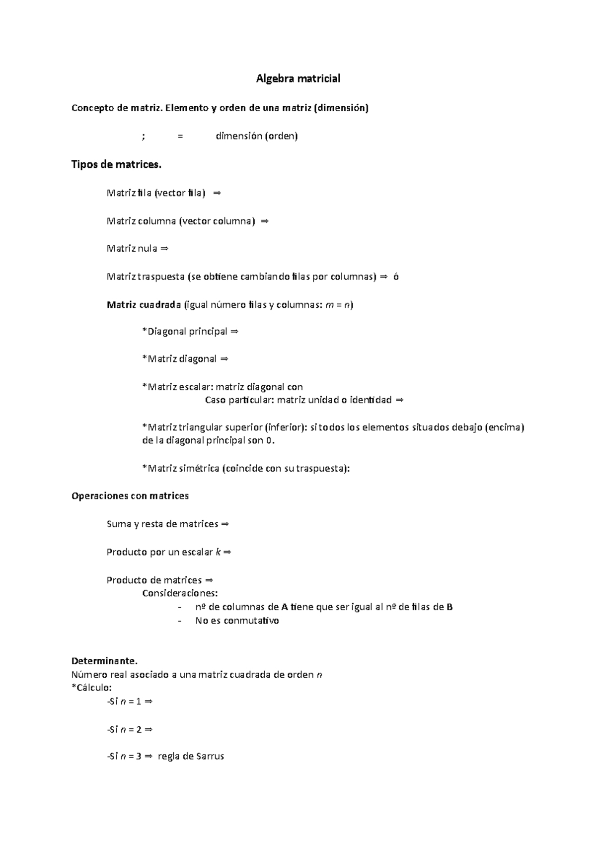 Algebra matricial - Algebra matricial Concepto de matriz. Elemento y ...