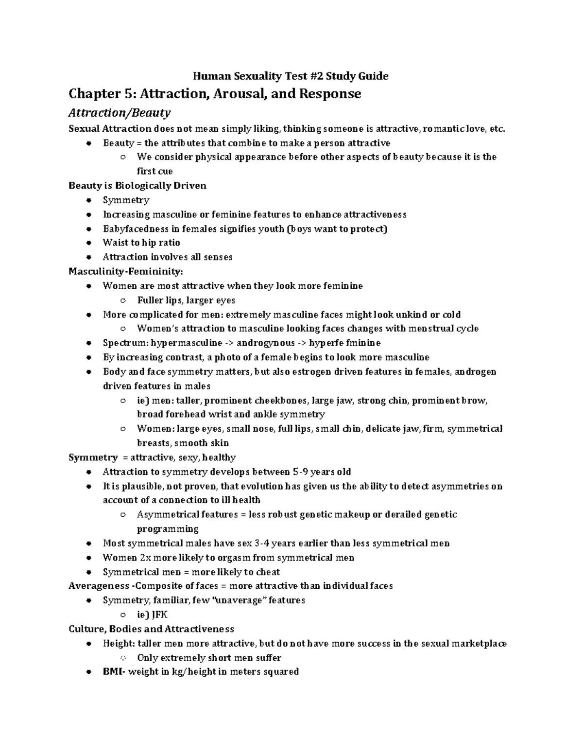 Human Sex Test 2 Study Guide - Human Sexuality Test #2 Study Guide ...