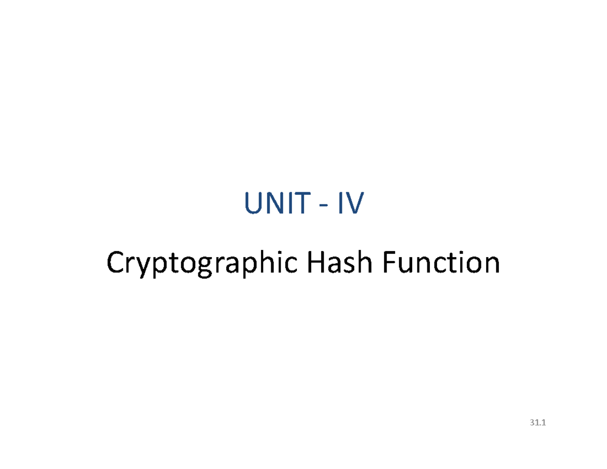 CNS-UNIT-IV kerbores - UNIT - IV Cryptographic Hash Function 31 31-1 1 SECURITY SERVICESSECURITY ...