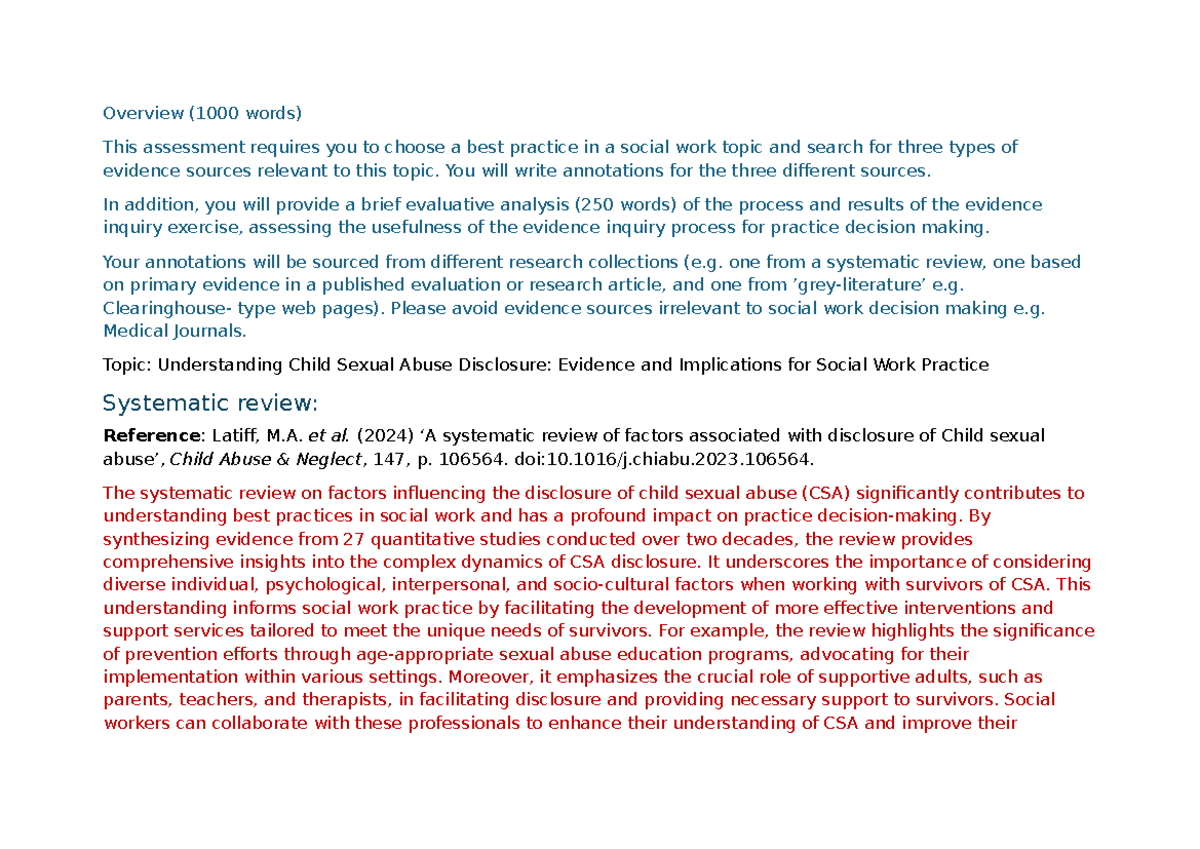 A1 notes - draft - Overview (1000 words) This assessment requires you ...