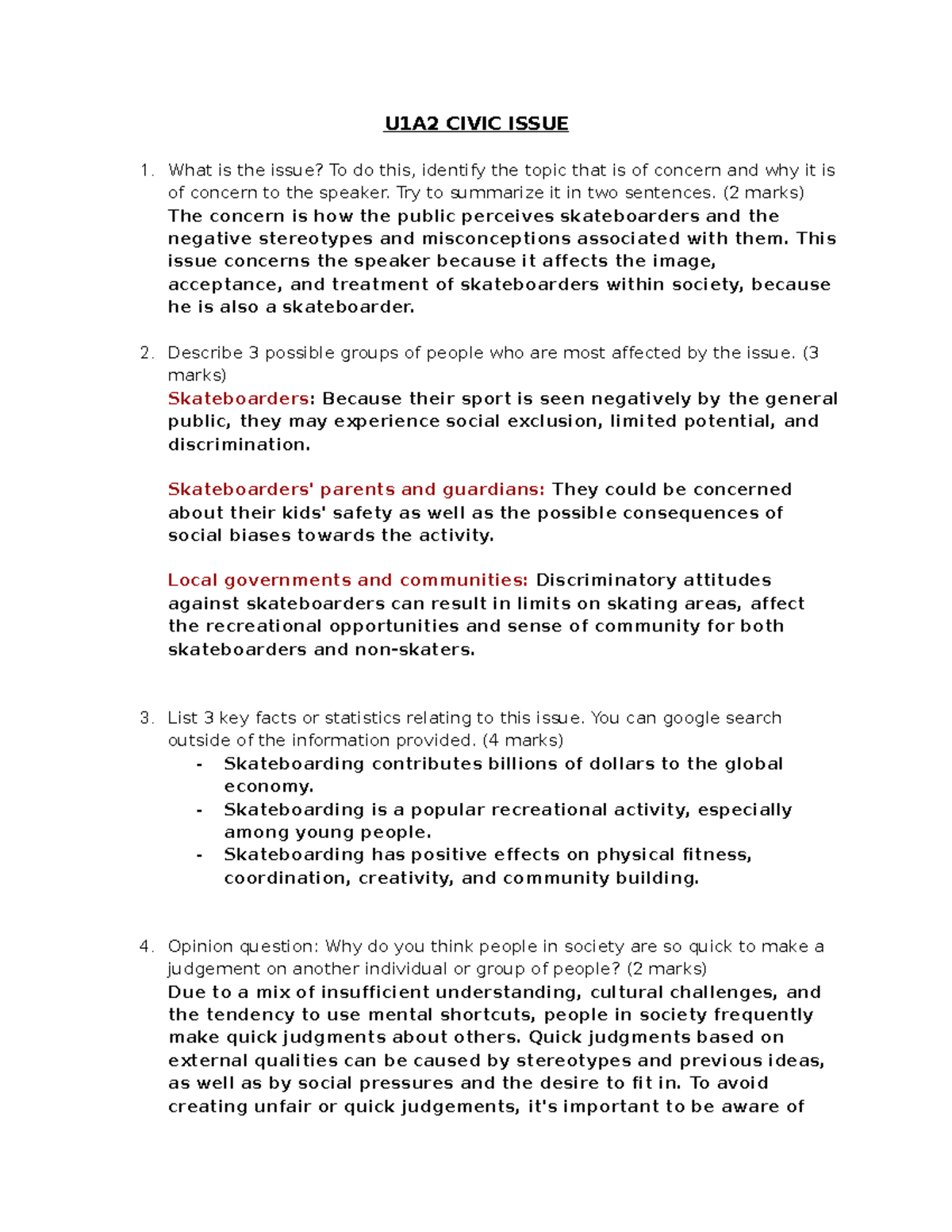 U1A2 Civic Issue - my year is going from 2023 to 2024 and i graudate in ...