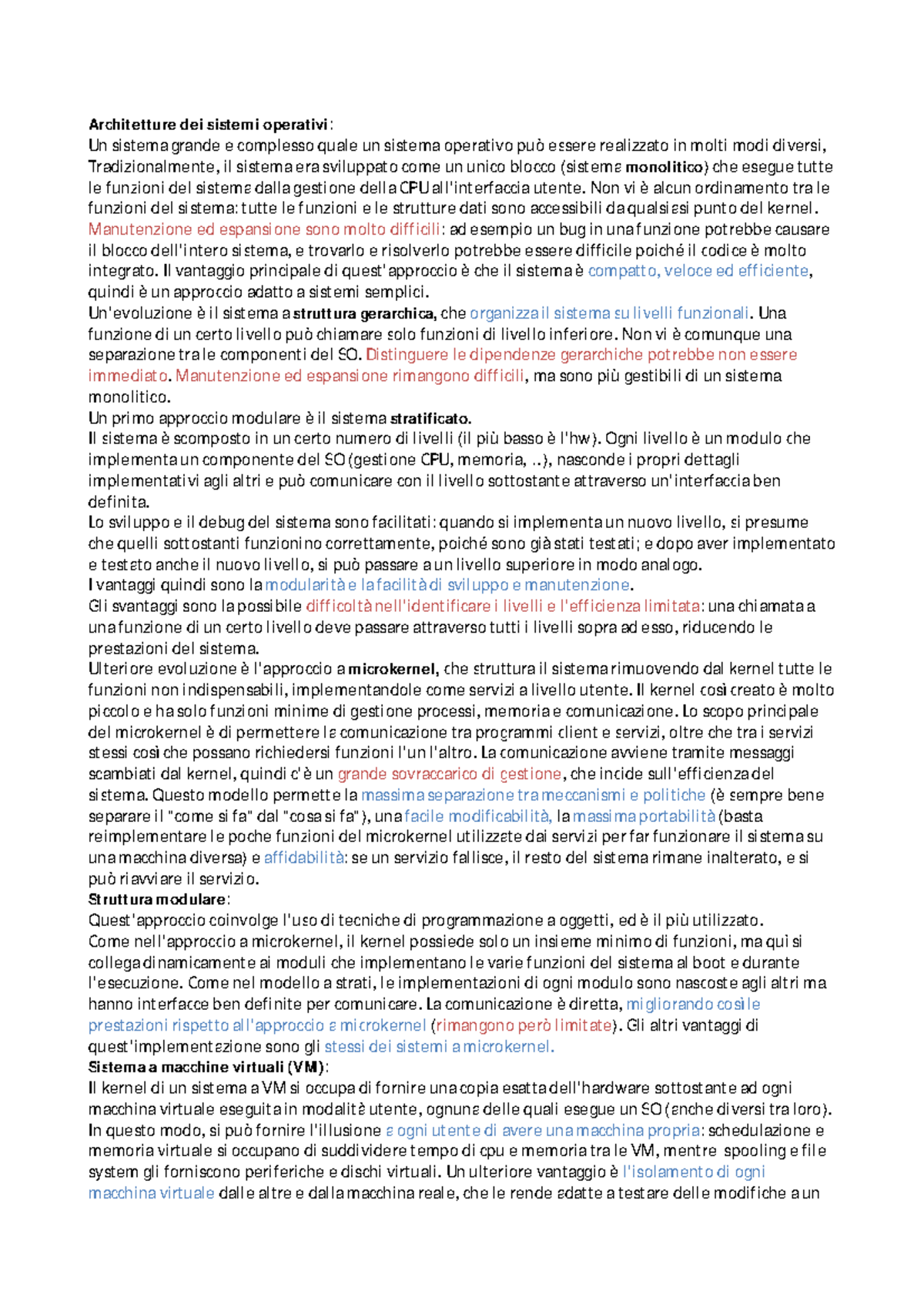 Ark - riassunto sulle architetture dei sistemi operativi - Architetture ...