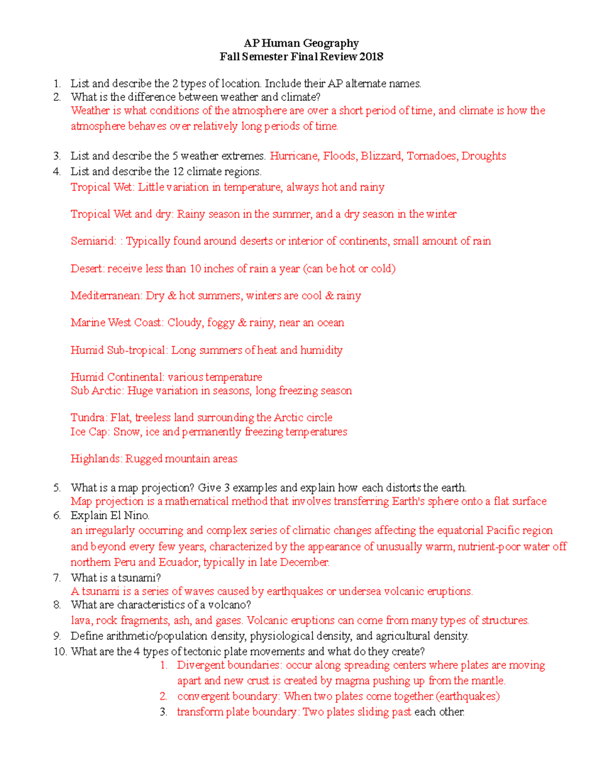 Doing - homework in class - AP Human Geography Fall Semester Final ...