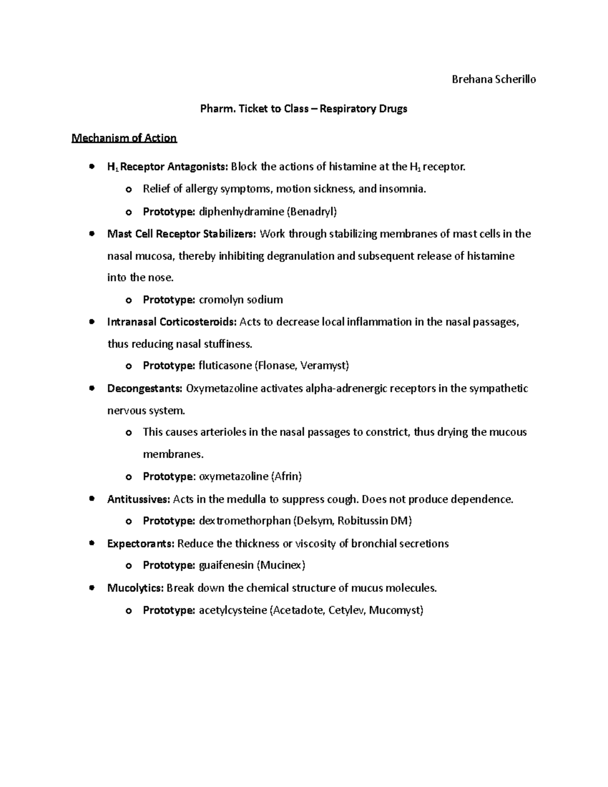 Pharm Ticket to class Resp Drugs - Brehana Scherillo Pharm. Ticket to ...