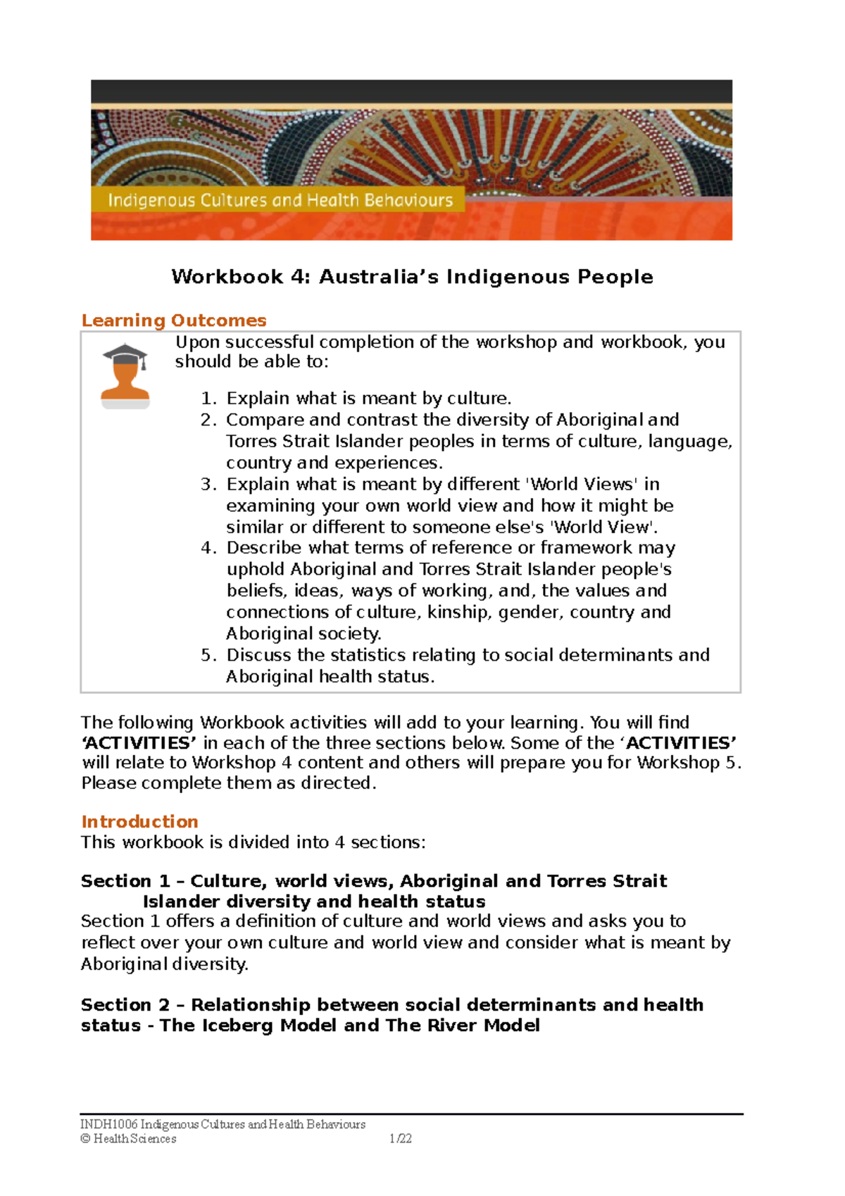 Workbook 4 - Workbook 4: Australia’s Indigenous People Learning ...