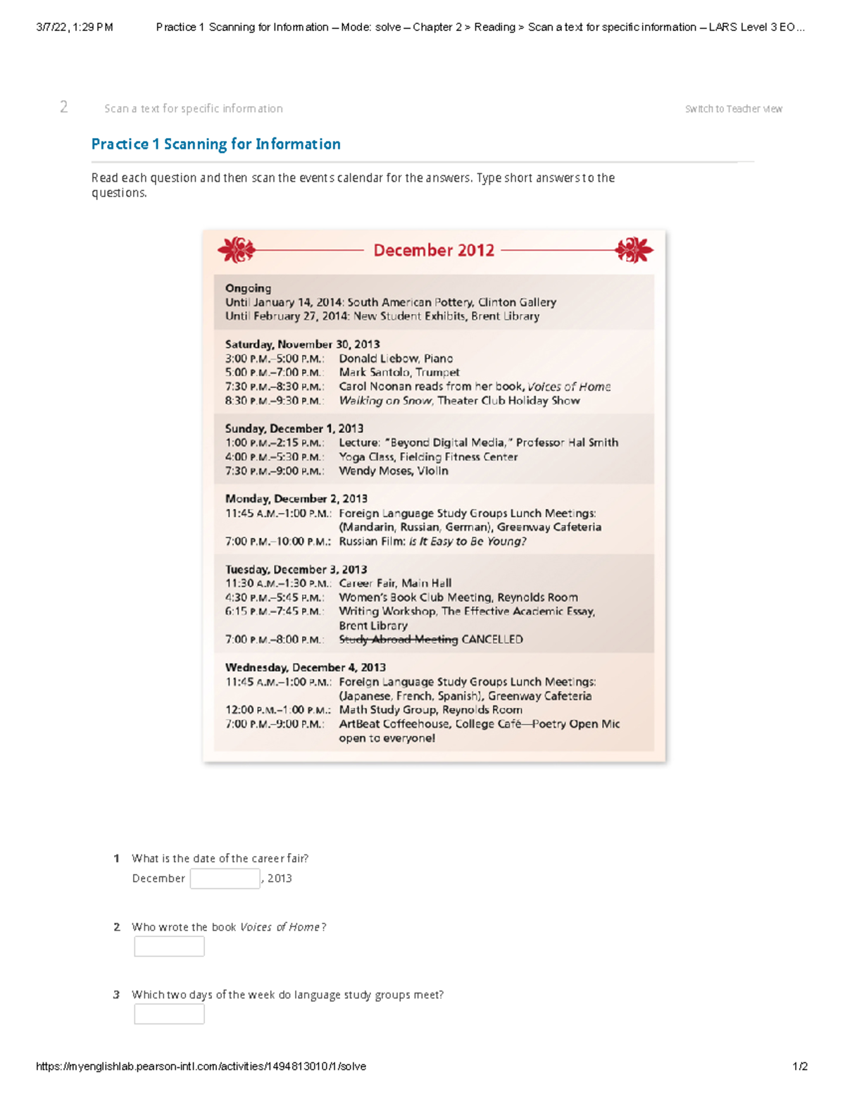 Practice 1 Scanning for Information – Mode solve – Chapter 2 Reading ...