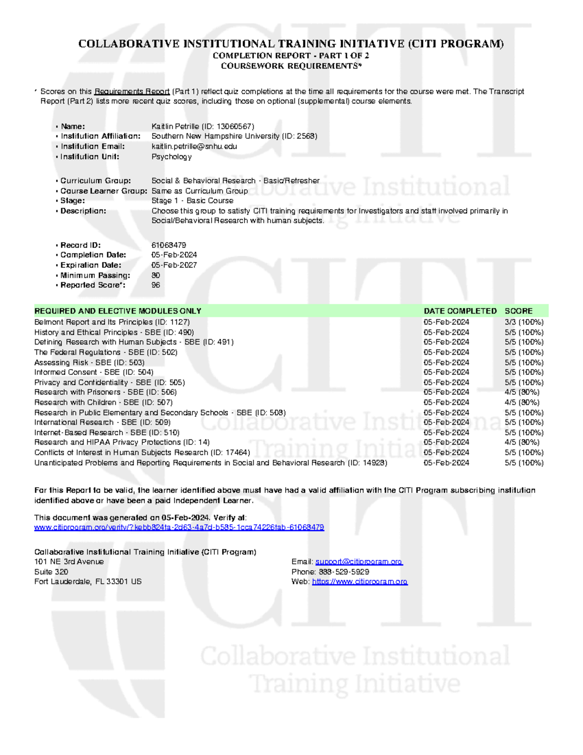 9-1 Human Subjects Research Completion Report - COLLABORATIVE ...