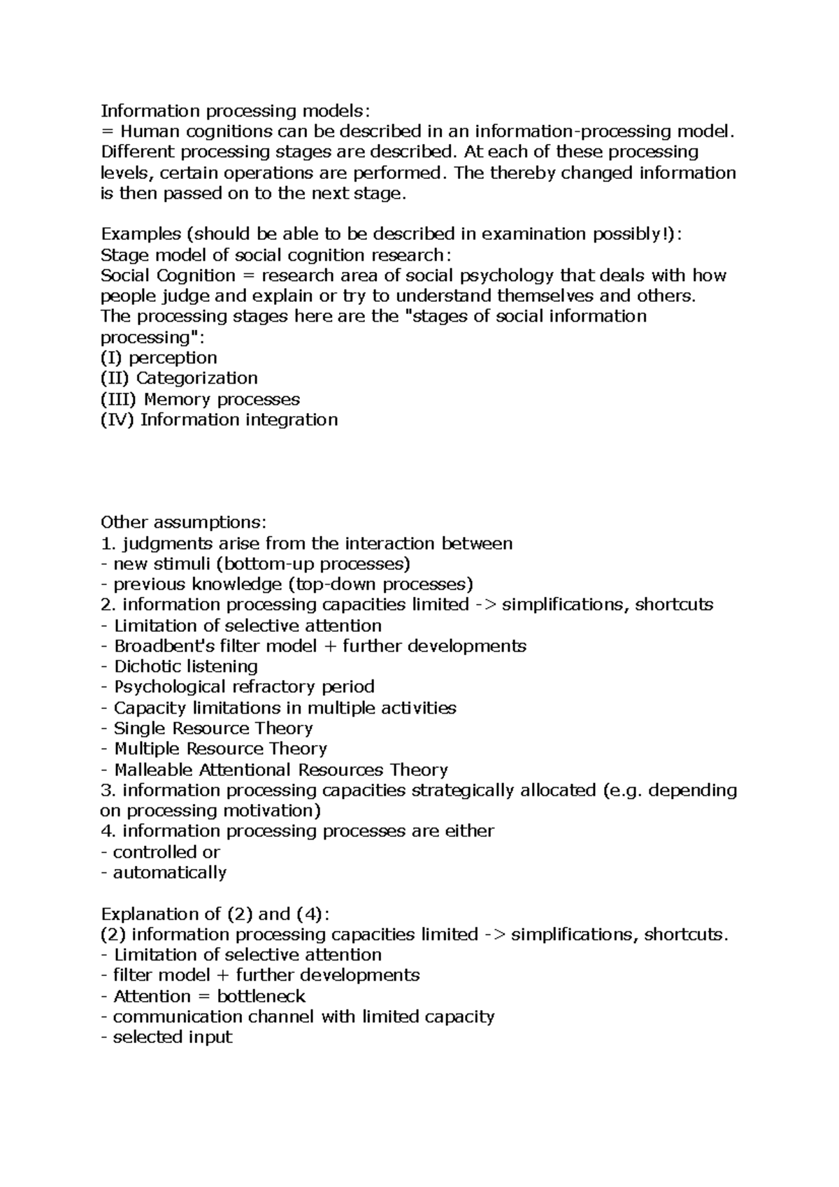 Information processing models - Different processing stages are described. At each of these ...