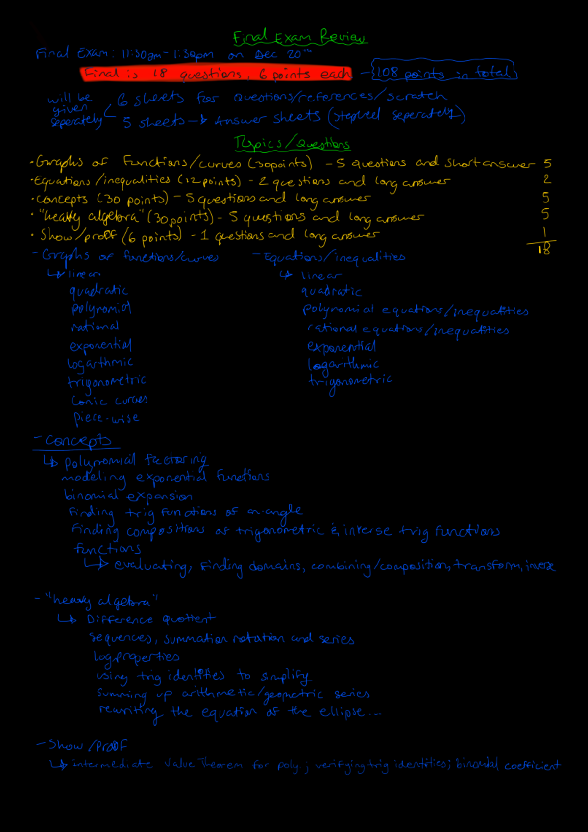 Final exam review notes - MATH 125 - Studocu