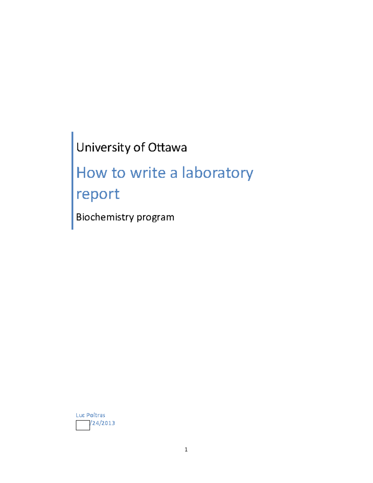 How to write a laboratory report - BCH 3356 - uOttawa - Studocu