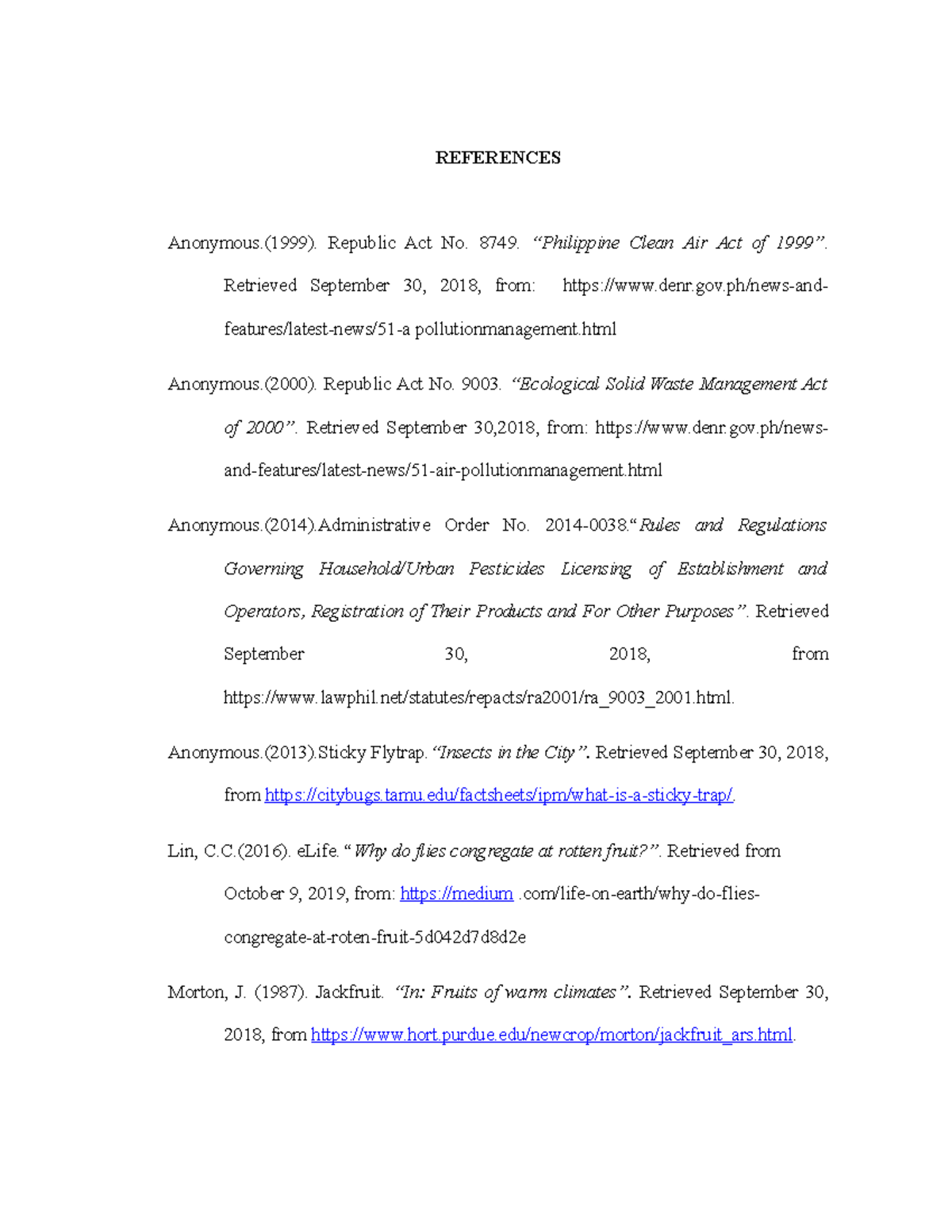 dsdsdsdsdsdad asadsad - REFERENCES Anonymous.(1999). Republic Act No ...