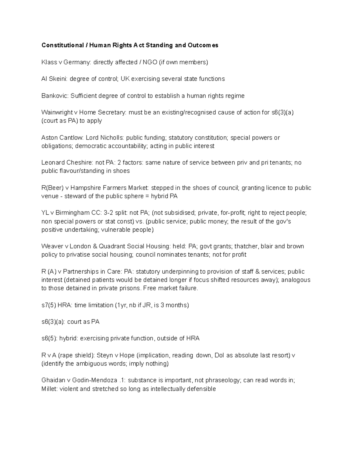 Constitutional Human Rights Act Standing and Outcomes - Constitutional ...