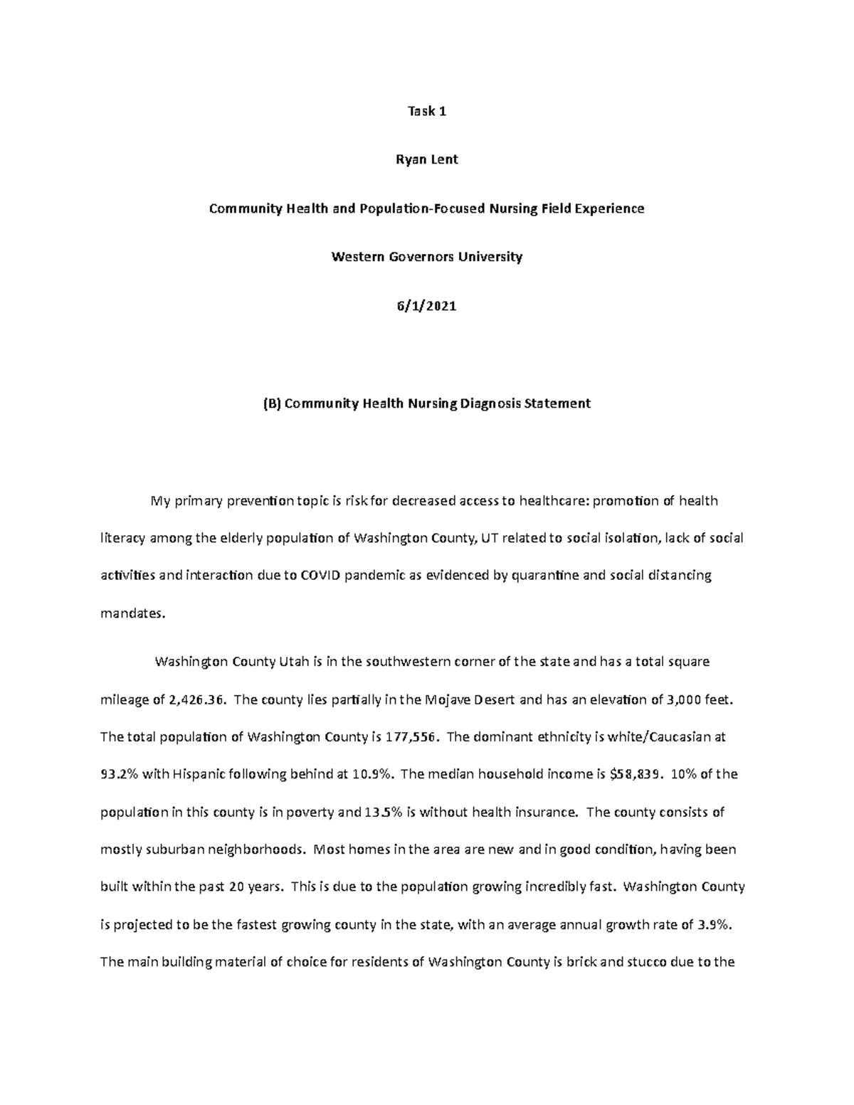 Ryan Lent C229 Task 1 - paper final for class c229 task 2 western ...