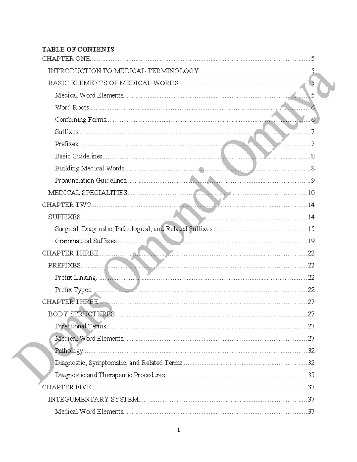 Medical terminology-2 - TABLE OF CONTENTS CHAPTER - Studocu