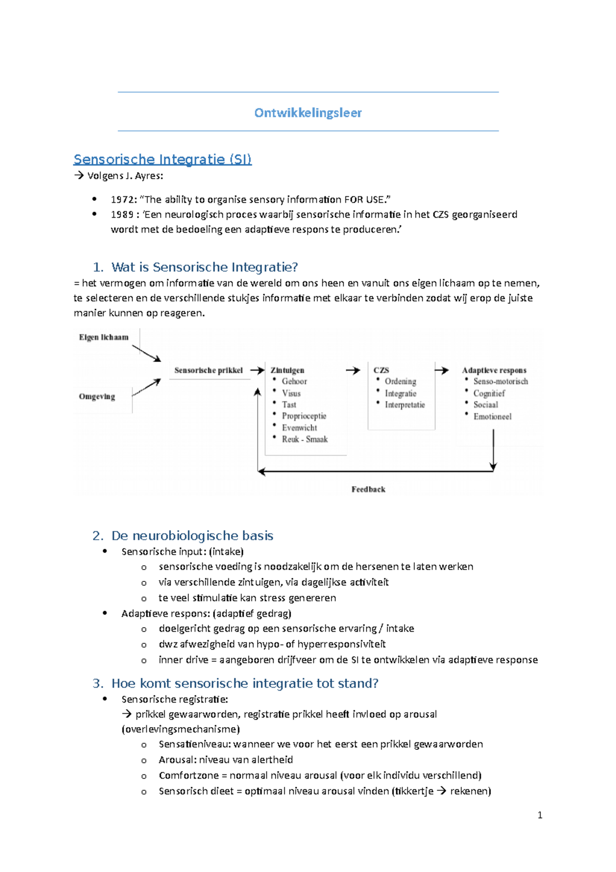 Sensorische Integratie SI - Ontwikkelingsleer Sensorische Integratie ...