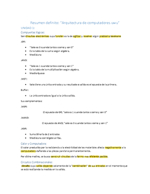 Unidad 4 - UNIDAD 4 ESTRUCTURA BASICA DE UNA COMPUTADORA La estructura ...