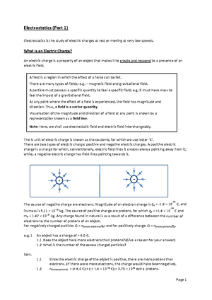 Electrostatics -2021(Charge and Field) - Page 1 Engineering Physics 1B ...